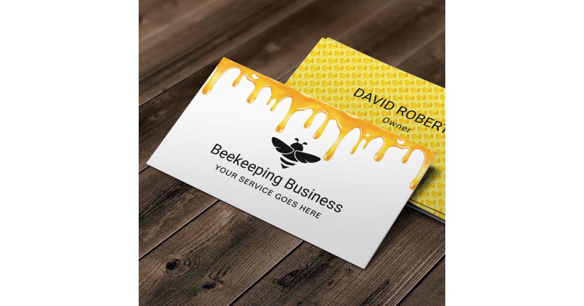 Bee Beekeeping Honey Apiary Gold Drips Farm Business Card | Zazzle