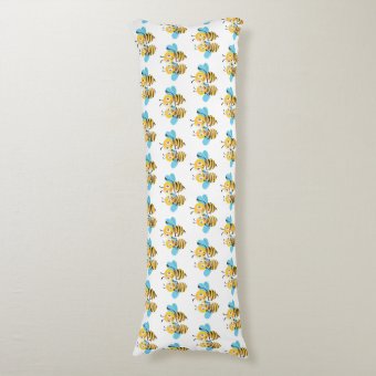 bee bees joyful happy smiling bumble cartoon text body pillow | Zazzle