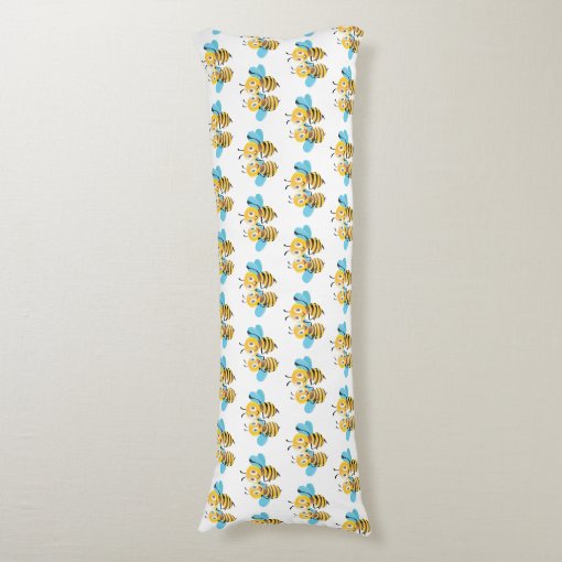 bee bees joyful happy smiling bumble cartoon text body pillow | Zazzle