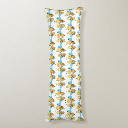 bee bees joyful happy smiling bumble cartoon text body pillow | Zazzle