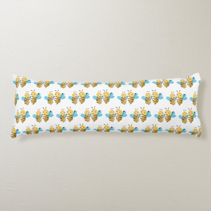 bee bees joyful happy smiling bumble cartoon text body pillow | Zazzle