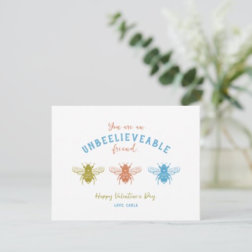Bee Best Friend Valentine's Day Holiday Card | Zazzle