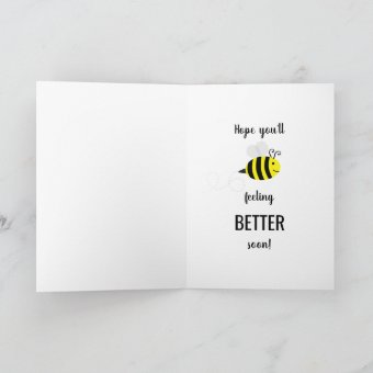"BEE Better Soon" Sick Bee Get Well Card | Zazzle