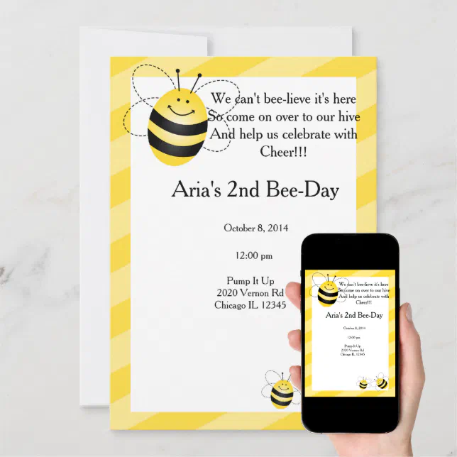 Bee Birthday Invitation | Zazzle