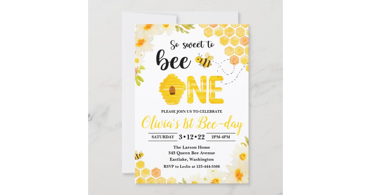 Bee Birthday Invitation Bee 1st Birthday Invite | Zazzle
