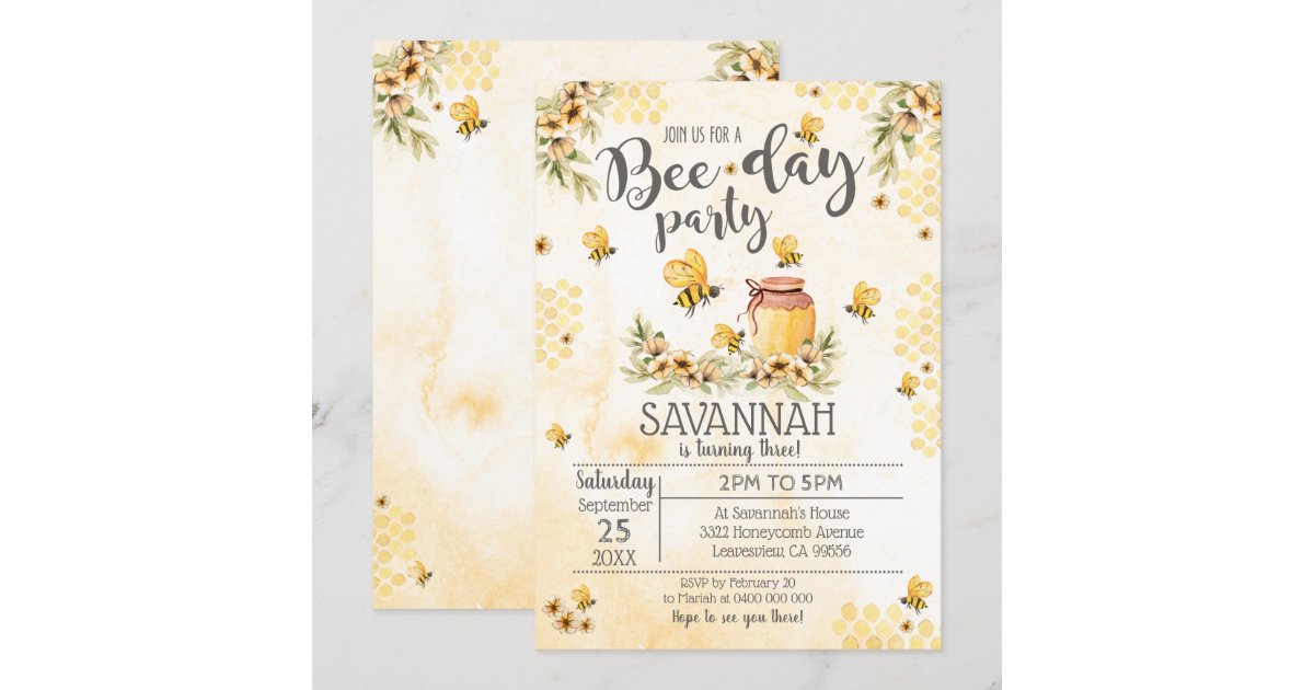 Bee Birthday Invitation Bee Day Party | Zazzle