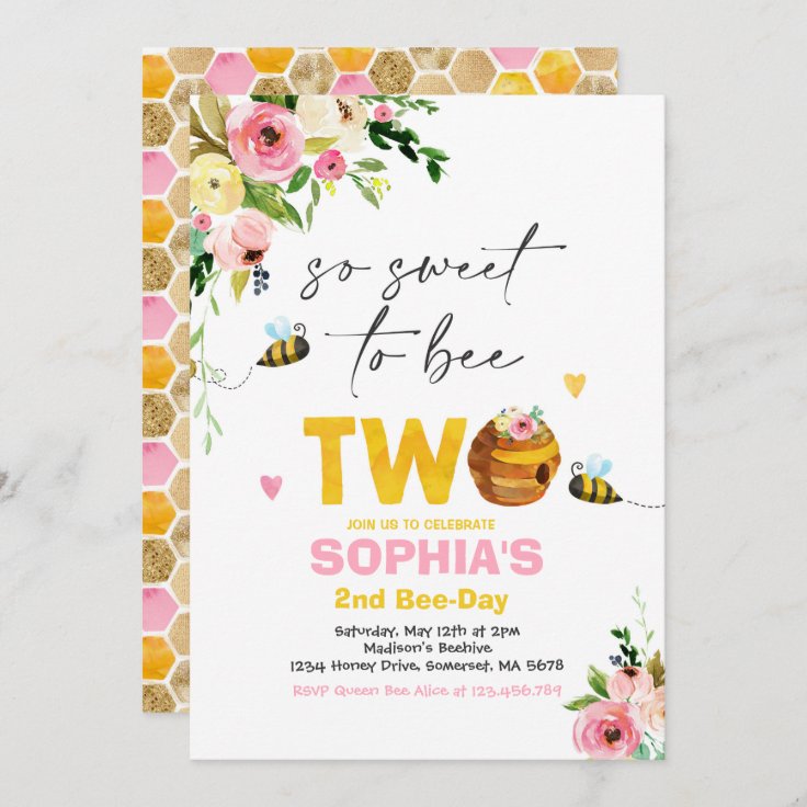 Bee Birthday Invitation Honey Bee Birthday Party | Zazzle