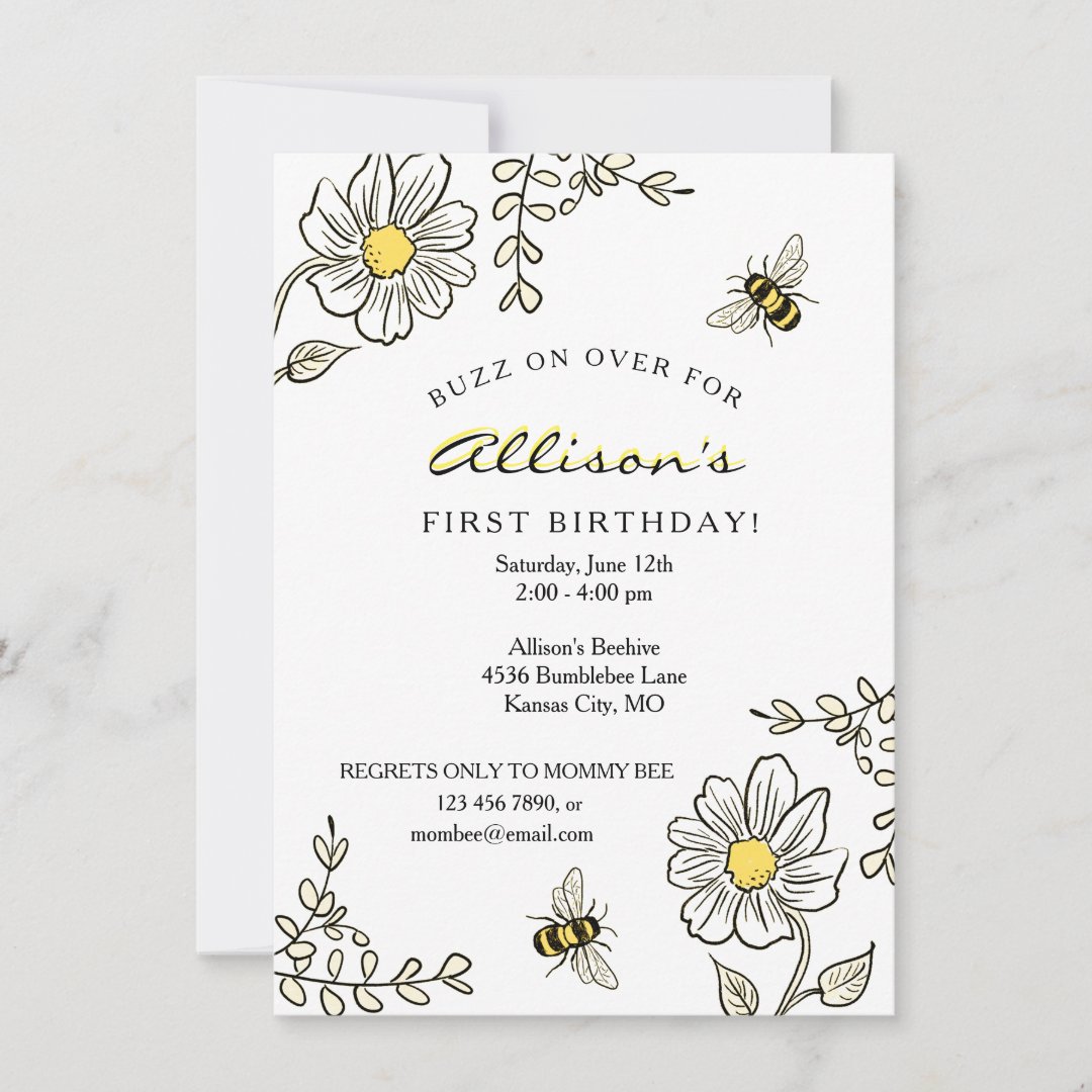 Bee Birthday Invitations for Busy bee birthday | Zazzle