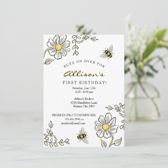 Bee Birthday Invitations for Busy bee birthday | Zazzle