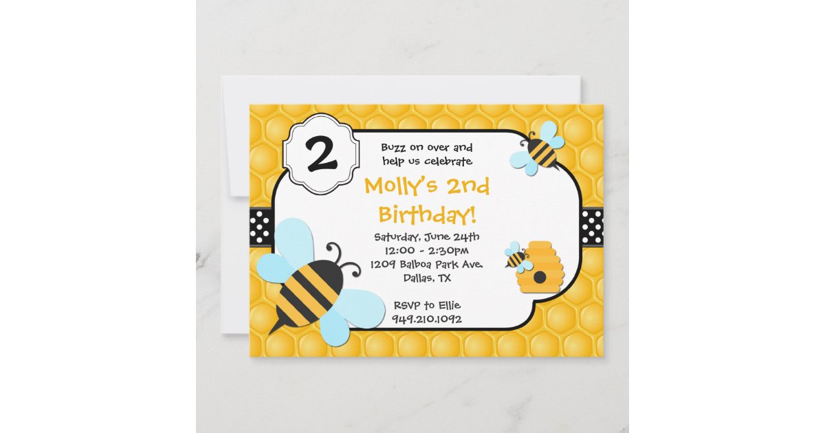 Bee Birthday Party Invitation | Zazzle