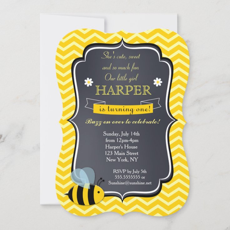 Bee Birthday Party Invitations | Zazzle