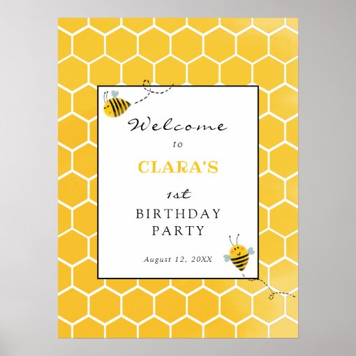 Bee Birthday Party Welcome Sign | Zazzle