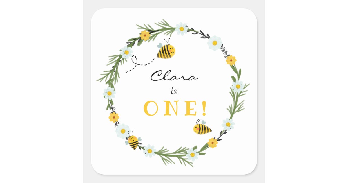 Bee Birthday Square Sticker | Zazzle