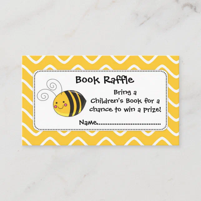 Bee Book Raffle Tickets, Baby Shower Game Enclosure Card | Zazzle