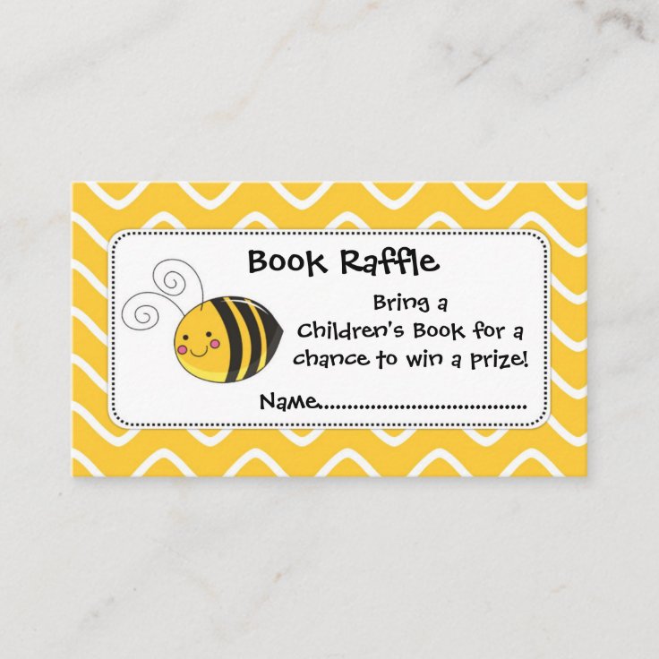 Bee Book Raffle Tickets, Baby Shower Game Enclosure Card | Zazzle
