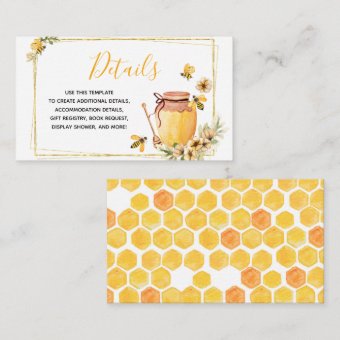 Bee Botanical Details Baby Shower Insert Card | Zazzle