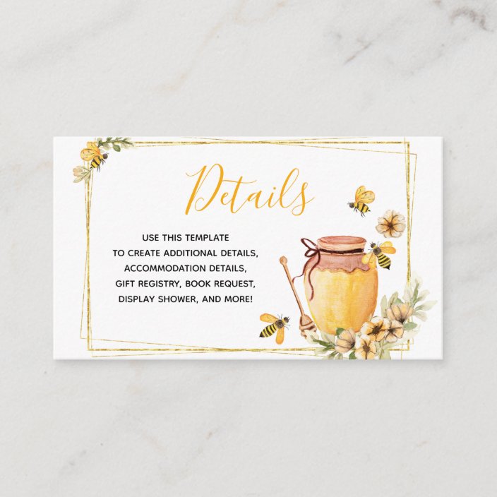 Bee Botanical Details Baby Shower Insert Card | Zazzle.com