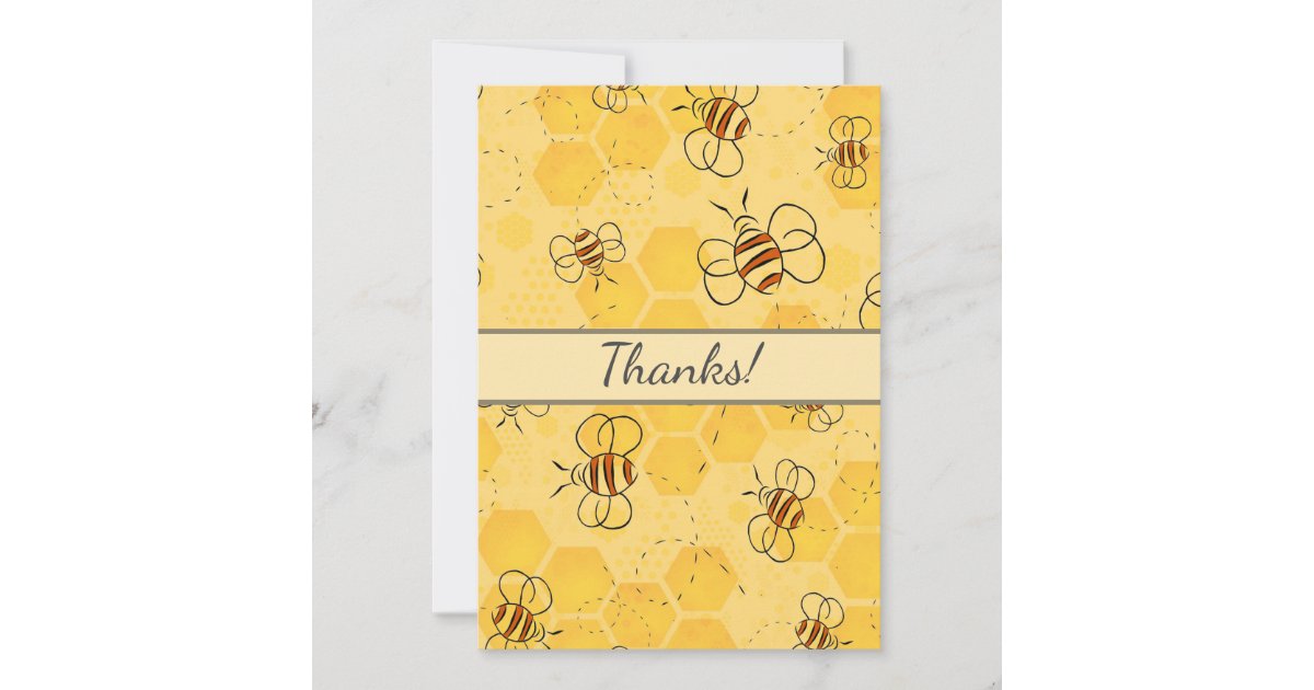 Bee Buzzing Honey Bees Cute Thank You Card | Zazzle