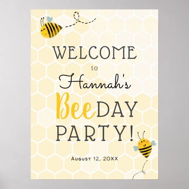 Bee-Day Birthday Party Welcome Sign | Zazzle