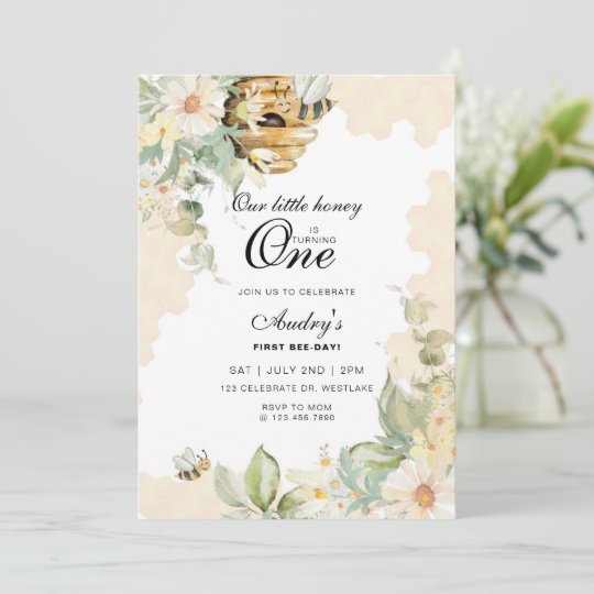Bee Day, First Birthday Bee theme, 1st Bee Day, Invitation | Zazzle.com