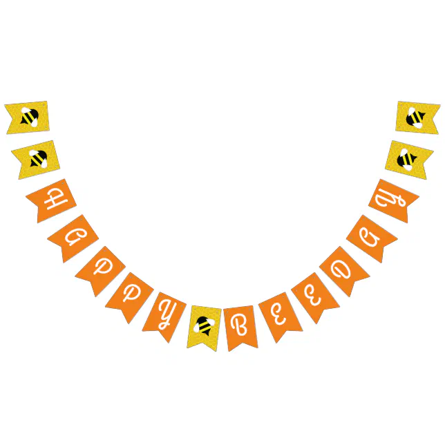 Bee Day Happy Birthday Bunting Banner | Zazzle