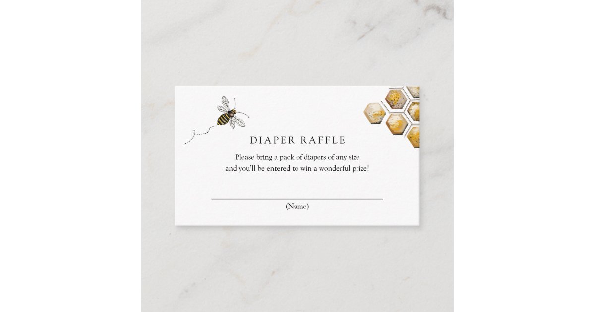 Bee Diaper Raffle insert card | Zazzle