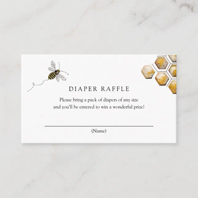 Bee Diaper Raffle insert card | Zazzle