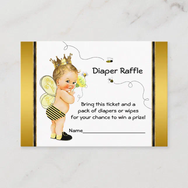 Bee Diaper Raffle Ticket Enclosure Card | Zazzle