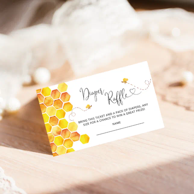 Bee diaper raffle ticket enclosure card | Zazzle