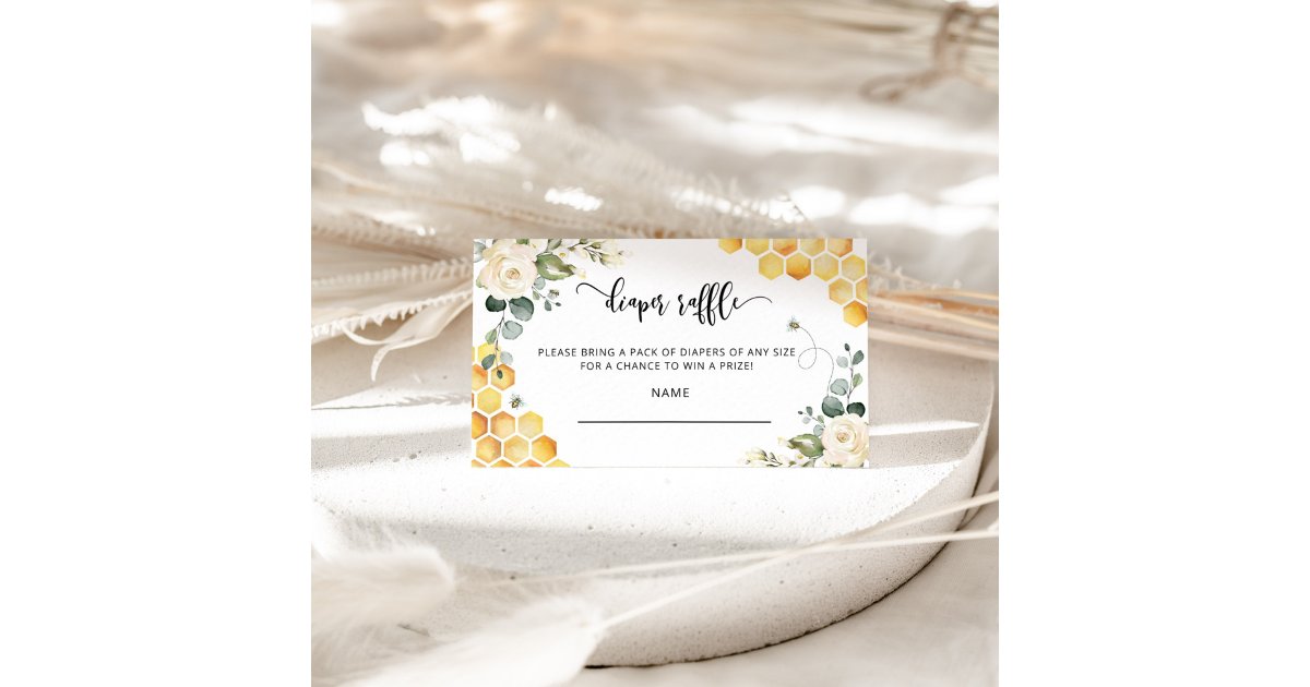 Bee diaper raffle ticket enclosure card | Zazzle