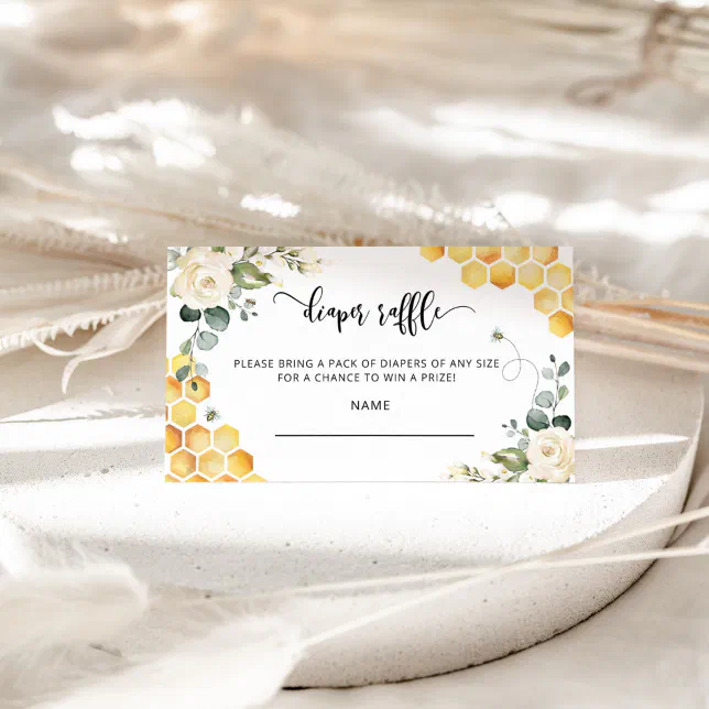 Bee diaper raffle ticket enclosure card | Zazzle