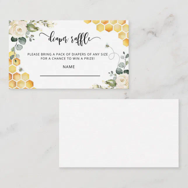 Bee diaper raffle ticket enclosure card | Zazzle