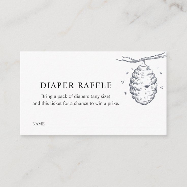 Bee Diaper Raffle Ticket for Baby Shower Enclosure Card | Zazzle