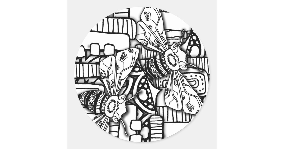 Bee Doodles Classic Round Sticker | Zazzle
