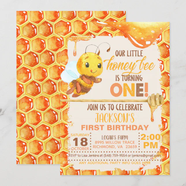Bee First Birthday Invitation | Zazzle