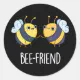 Bee-Friend Funny Insect Bee Pun Dark BG Classic Round Sticker | Zazzle