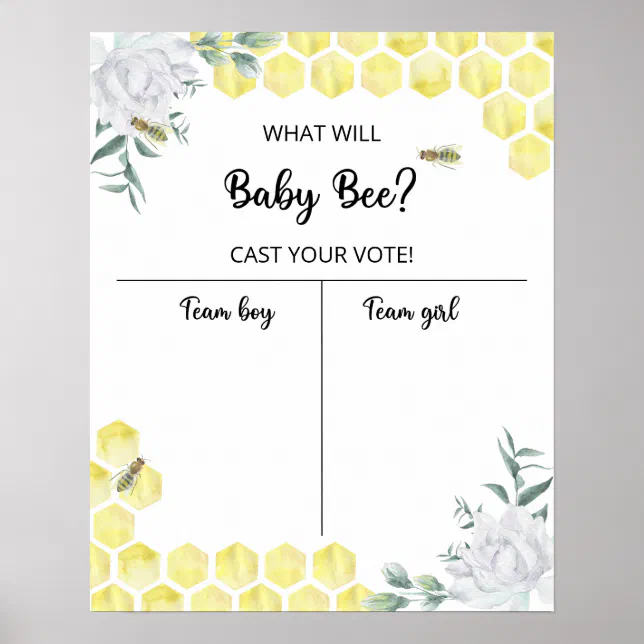 Bee Gender reveal Boy or Girl chart | Zazzle