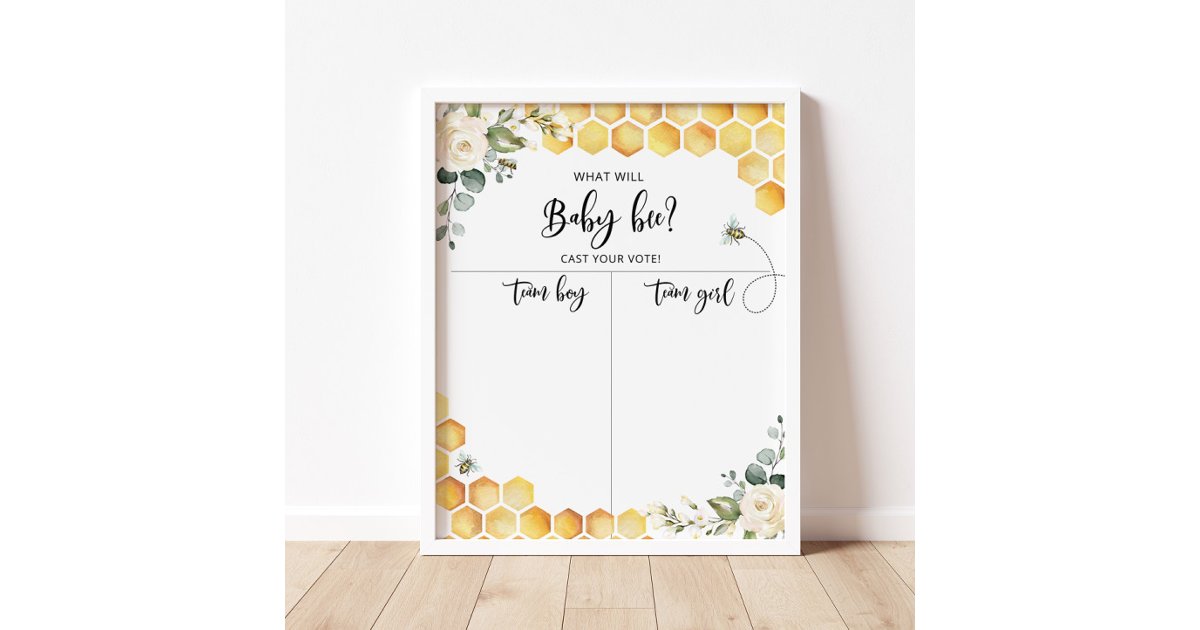 Bee Gender reveal Boy or Girl chart | Zazzle
