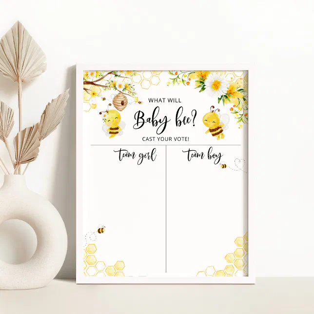 Bee Gender reveal Boy or Girl chart | Zazzle