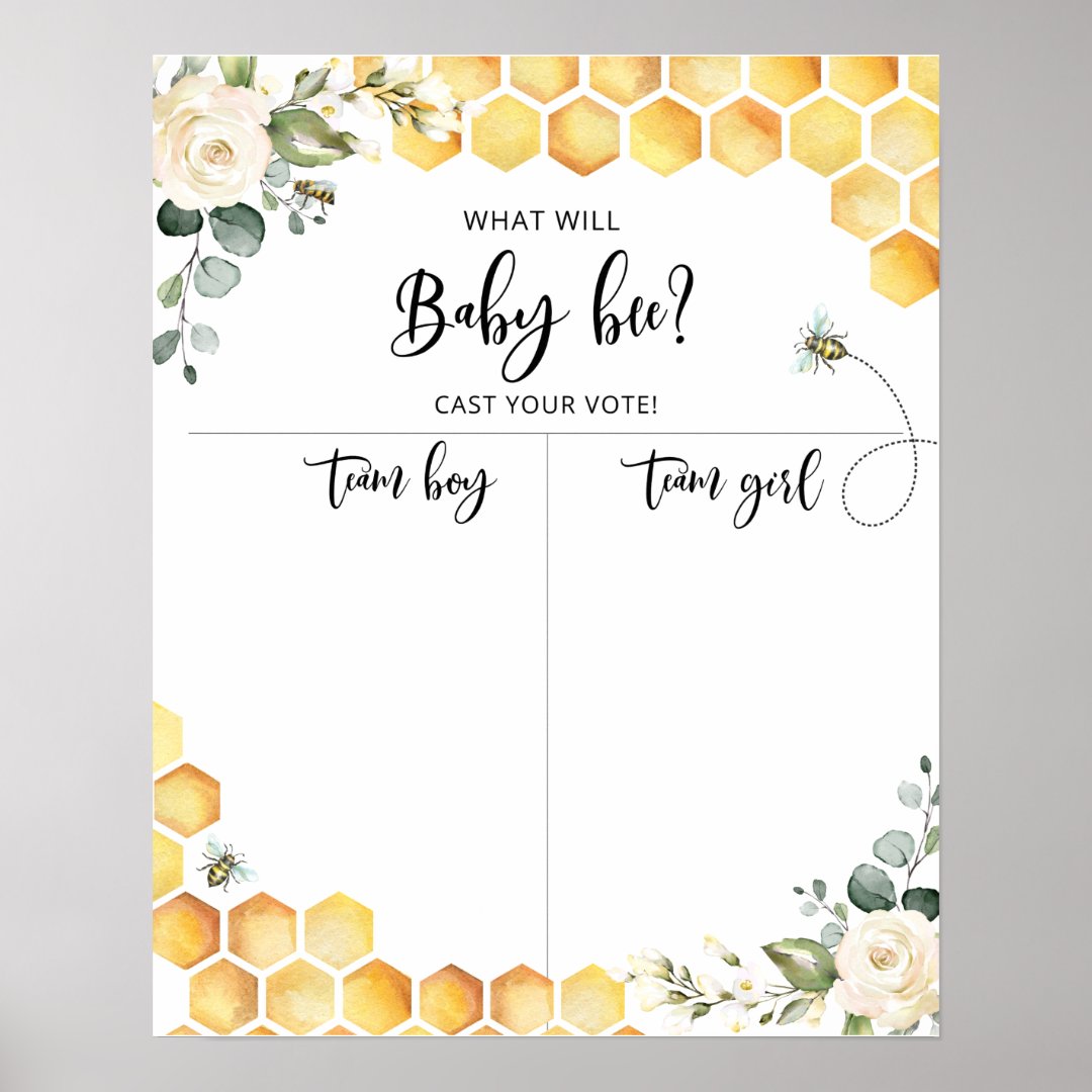 Bee Gender reveal Boy or Girl chart | Zazzle