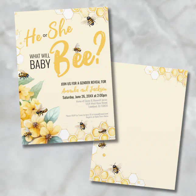 Bee Gender Reveal Invitation | Zazzle