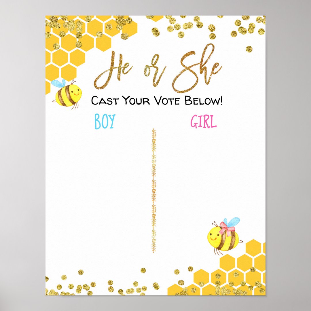 Bee Gender Reveal Voting Board Poster | Zazzle Bee Gender Reveal Voting Board Poster | Zazzle