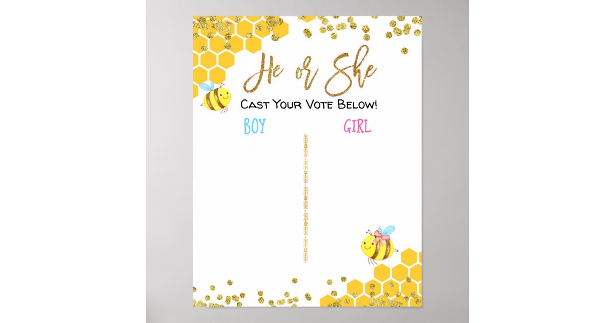 Bee Gender Reveal Voting Board Poster | Zazzle Bee Gender Reveal Voting Board Poster | Zazzle