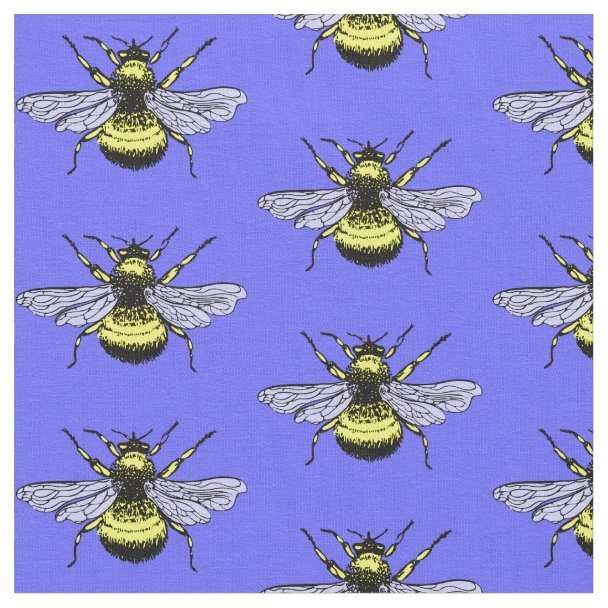 Cute Yellow Honey Bee Pattern Fabric | Zazzle