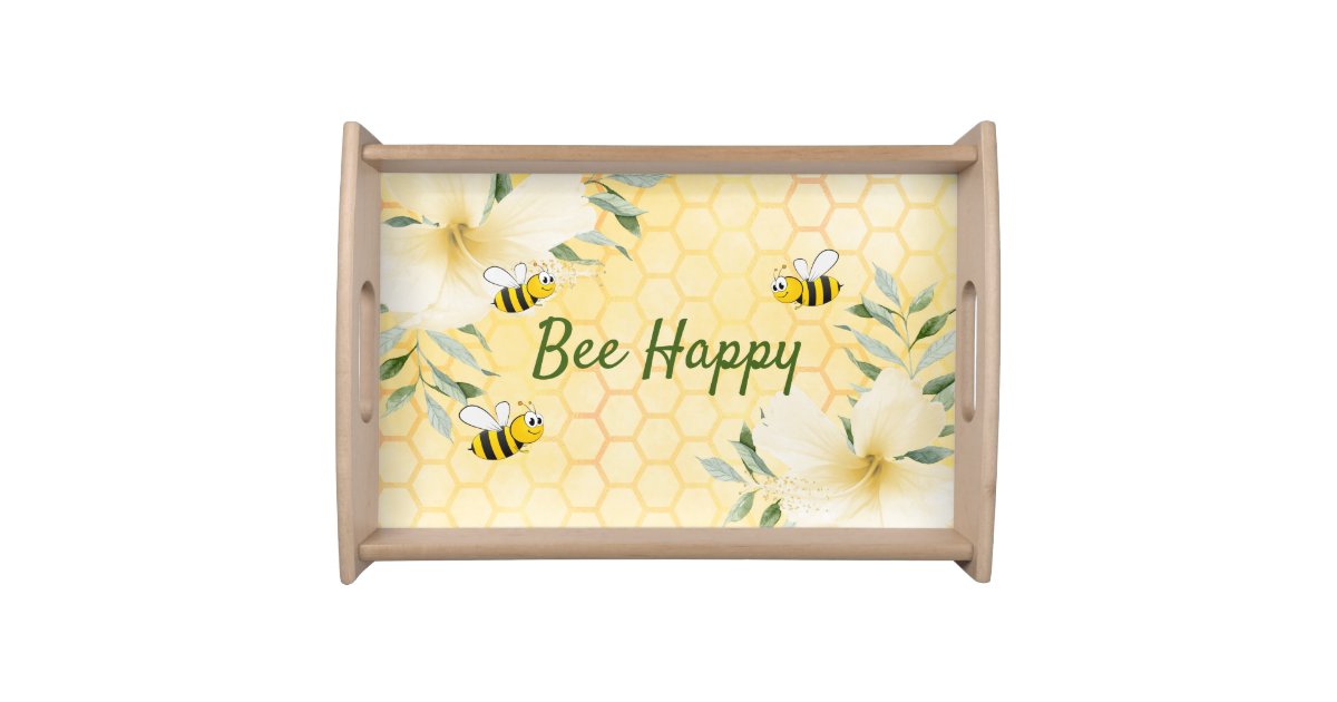 Bee Happy bumble bees yellow honeycomb summer Serving Tray | Zazzle.com