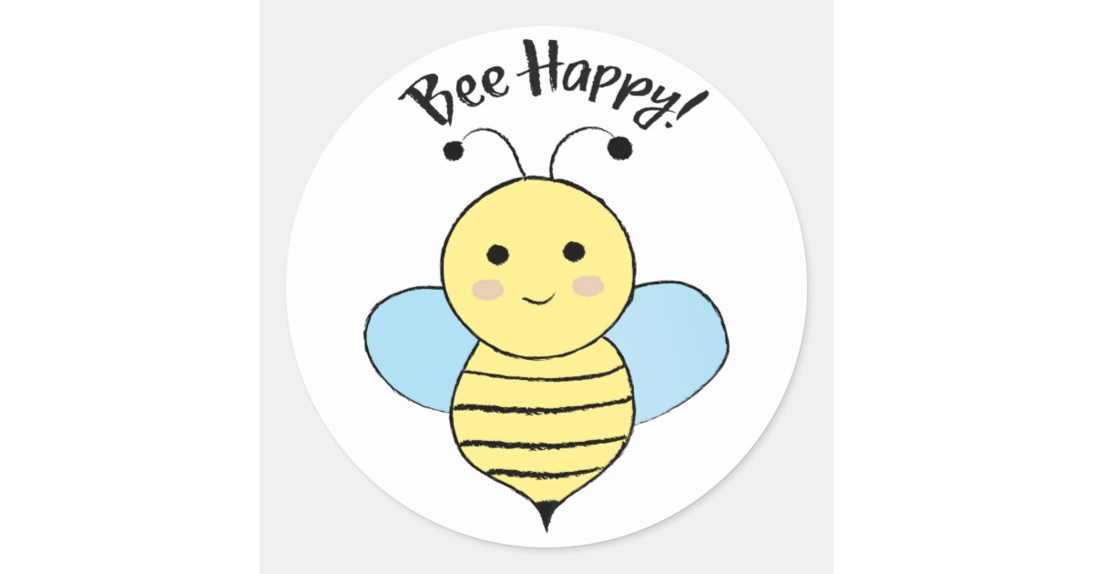 Bee Happy Classic Round Sticker | Zazzle