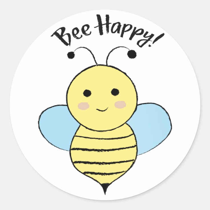 Bee Happy Classic Round Sticker | Zazzle