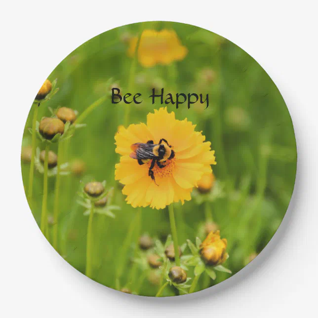 Bee Happy Paper Plate | Zazzle