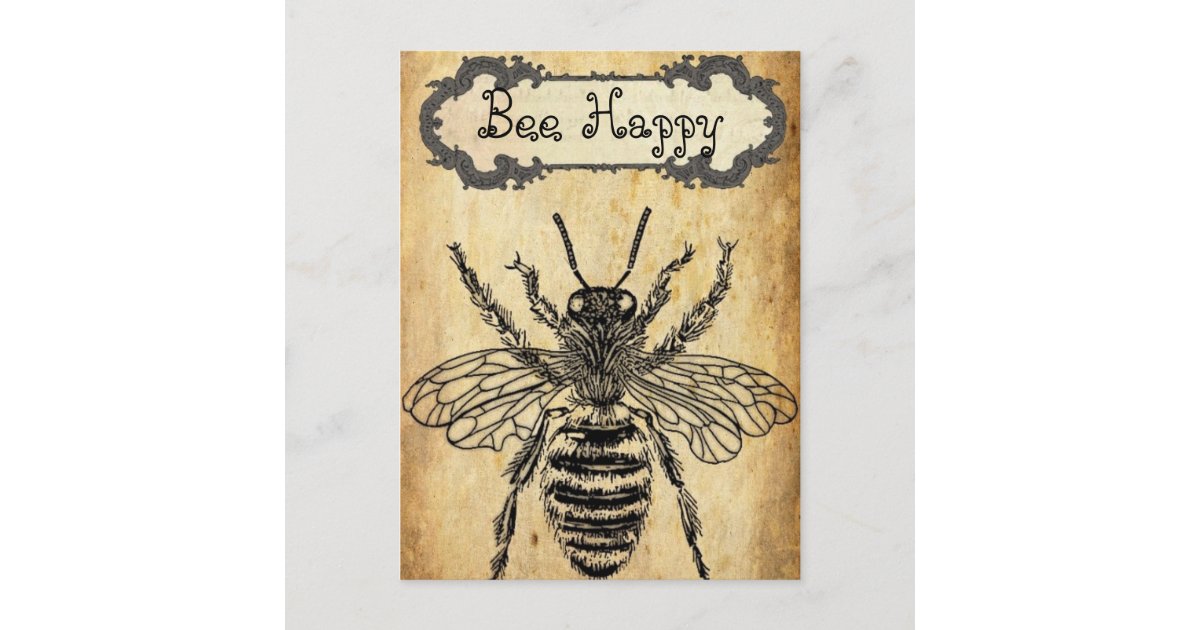 Bee Happy Personalized Postcard | Zazzle