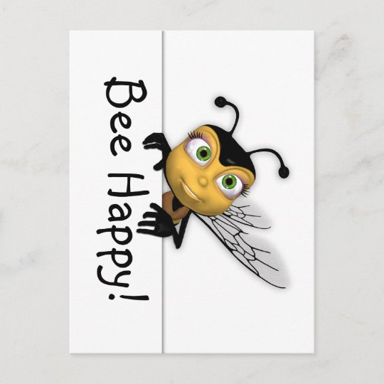 Bee Happy Post Card - Honey Bee Postcard | Zazzle.com